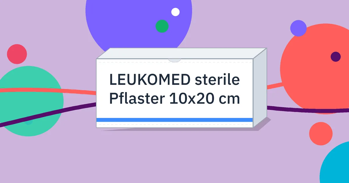 Symbolbild: Packung mit der Aufschrift LEUKOMED sterile Pflaster 10x20 cm (PZN 18084374) – Verfügbarkeit und Bezug in Apotheken in Frankfurt am Main