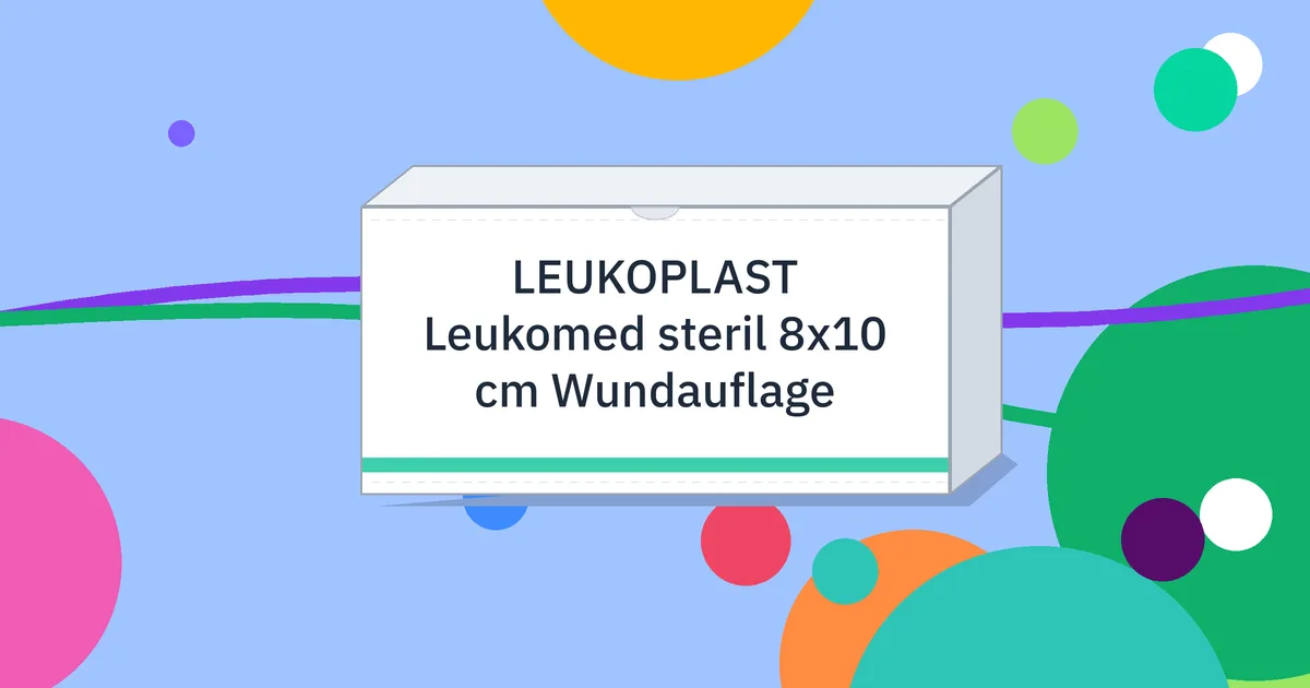 Symbolbild: Packung mit der Aufschrift LEUKOPLAST Leukomed steril 8x10 cm Wundauflage (PZN 14220047) – Verfügbarkeit und Bezug in Apotheken in Frankfurt am Main