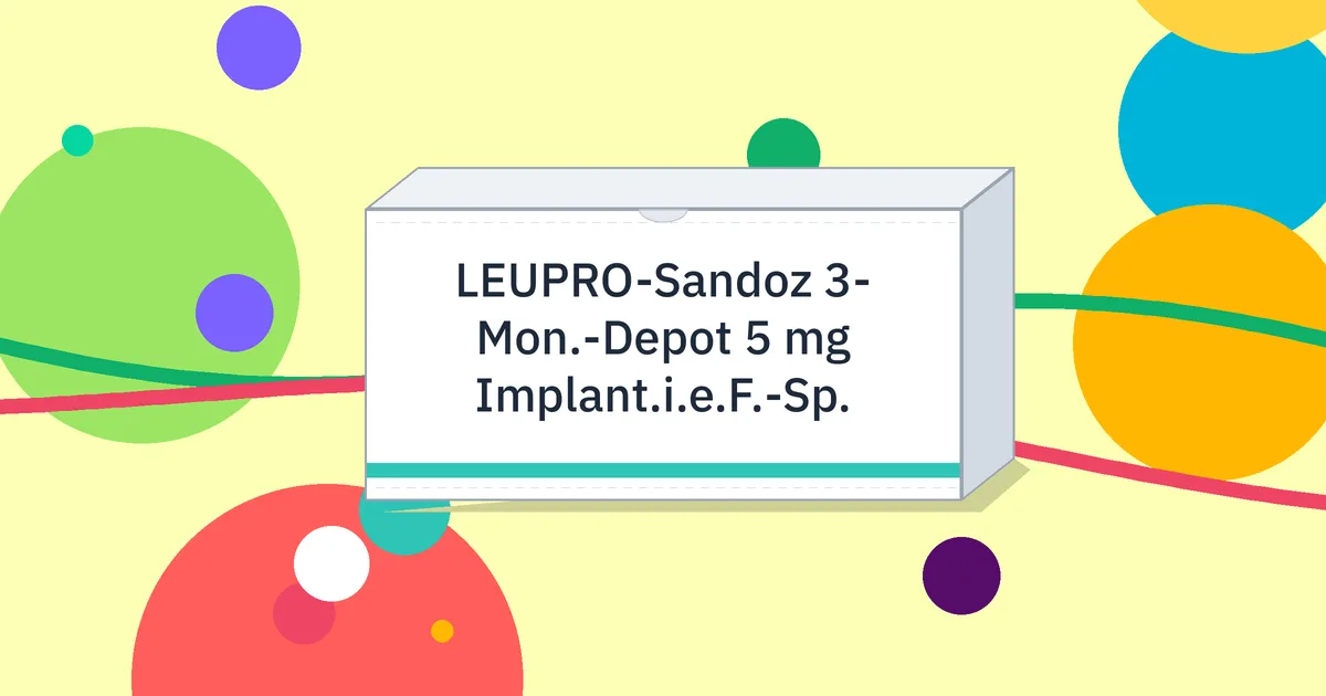 Symbolbild: Packung mit der Aufschrift LEUPRO-Sandoz 3-Mon.-Depot 5 mg Implant.i.e.F.-Sp. (PZN 16825530) – Verfügbarkeit und Bezug in Apotheken in Frankfurt am Main