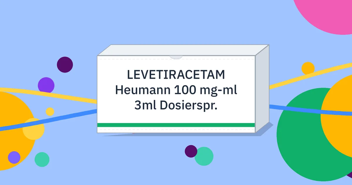 Symbolbild: Packung mit der Aufschrift LEVETIRACETAM Heumann 100 mg-ml 3ml Dosierspr. (PZN 10271473) – Verfügbarkeit und Bezug in Apotheken in Frankfurt am Main