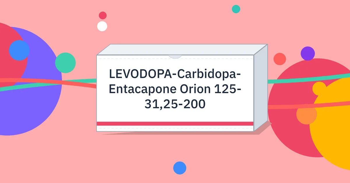 Symbolbild: Packung mit der Aufschrift LEVODOPA-Carbidopa-Entacapone Orion 125-31,25-200 (PZN 10018314) – Verfügbarkeit und Bezug in Apotheken in Frankfurt am Main