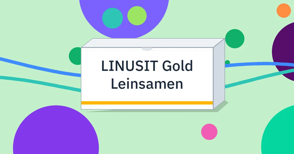 Symbolbild: Packung mit der Aufschrift LINUSIT Gold Leinsamen (PZN 16778569) – Verfügbarkeit und Bezug in Apotheken in Frankfurt am Main