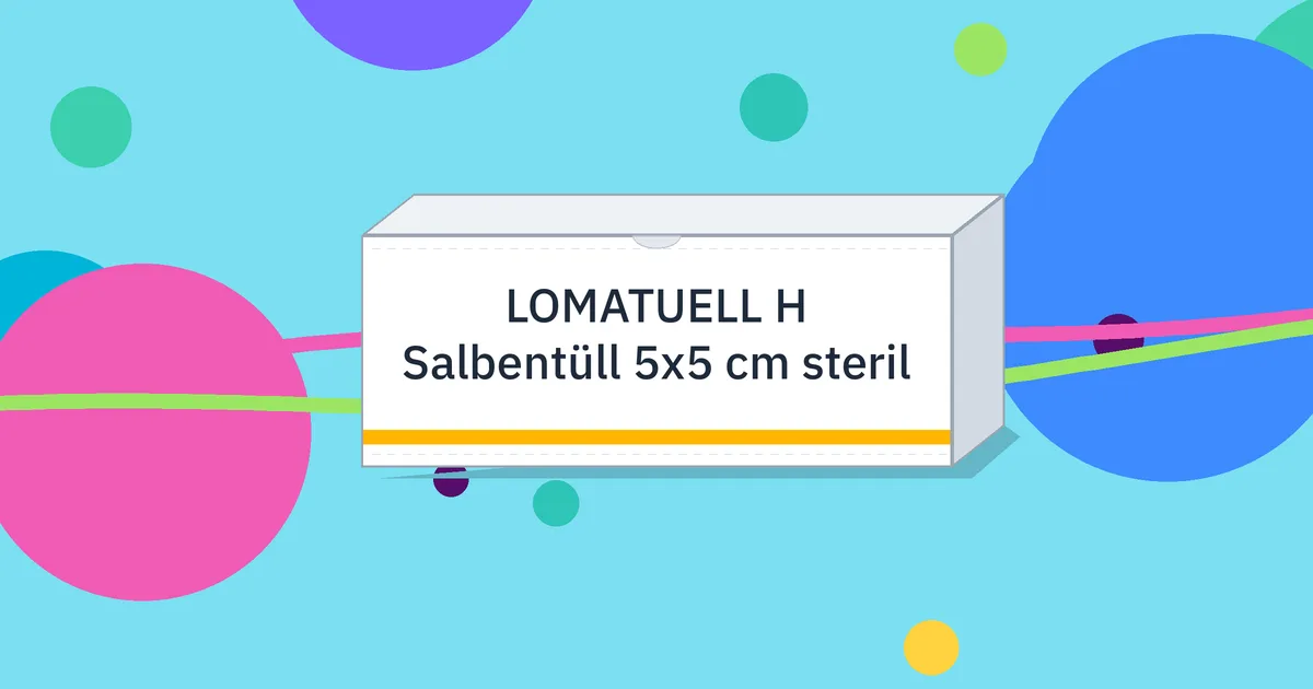 Symbolbild: Packung mit der Aufschrift LOMATUELL H Salbentüll 5x5 cm steril (PZN 16164809) – Verfügbarkeit und Bezug in Apotheken in Frankfurt am Main