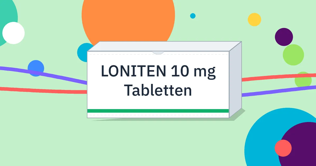 Symbolbild: Packung mit der Aufschrift LONITEN 10 mg Tabletten (PZN 12500386) – Verfügbarkeit und Bezug in Apotheken in Frankfurt am Main