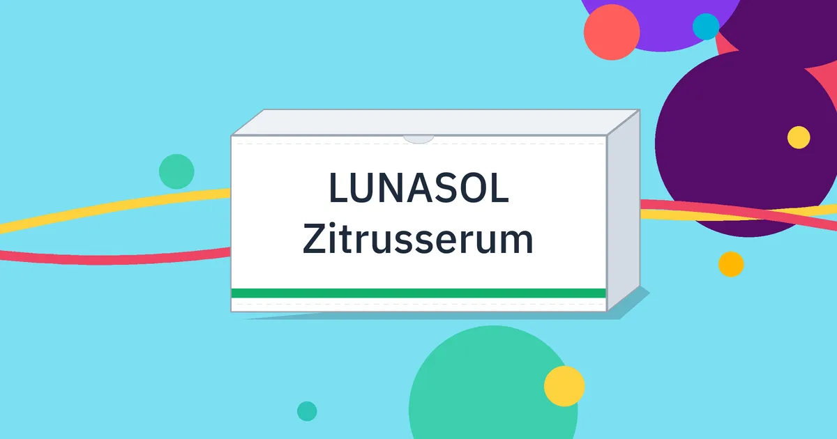 Symbolbild: Packung mit der Aufschrift LUNASOL Zitrusserum (PZN 19755095) – Verfügbarkeit und Bezug in Apotheken in Frankfurt am Main