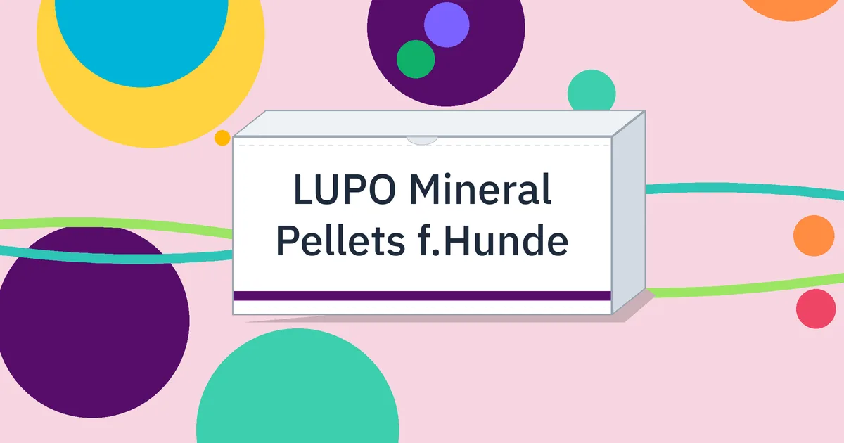 Symbolbild: Packung mit der Aufschrift LUPO Mineral Pellets f.Hunde (PZN 19252342) – Verfügbarkeit und Bezug in Apotheken in Frankfurt am Main