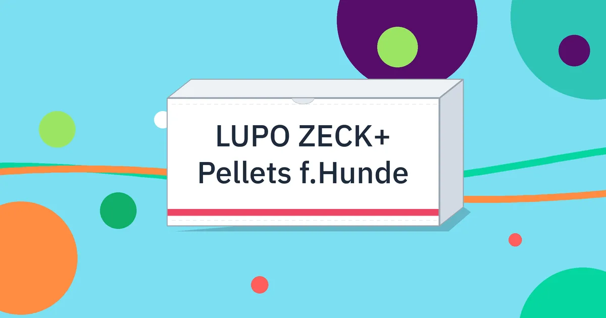 Symbolbild: Packung mit der Aufschrift LUPO ZECK+ Pellets f.Hunde (PZN 19252158) – Verfügbarkeit und Bezug in Apotheken in Frankfurt am Main