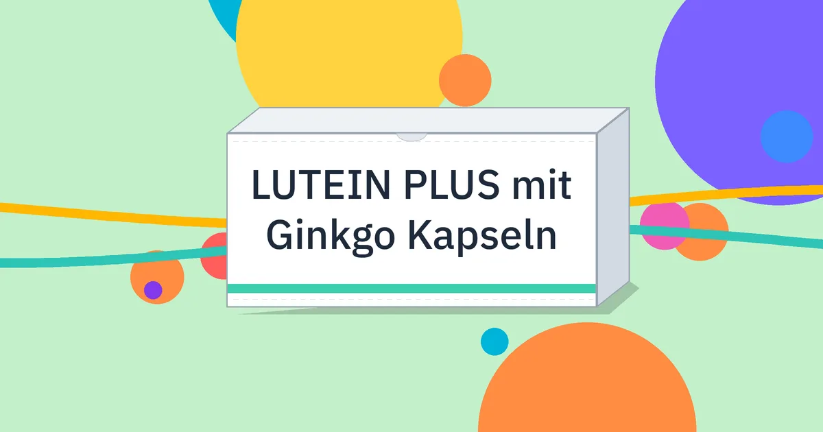 Symbolbild: Packung mit der Aufschrift LUTEIN PLUS mit Ginkgo Kapseln (PZN 11169162) – Verfügbarkeit und Bezug in Apotheken in Frankfurt am Main