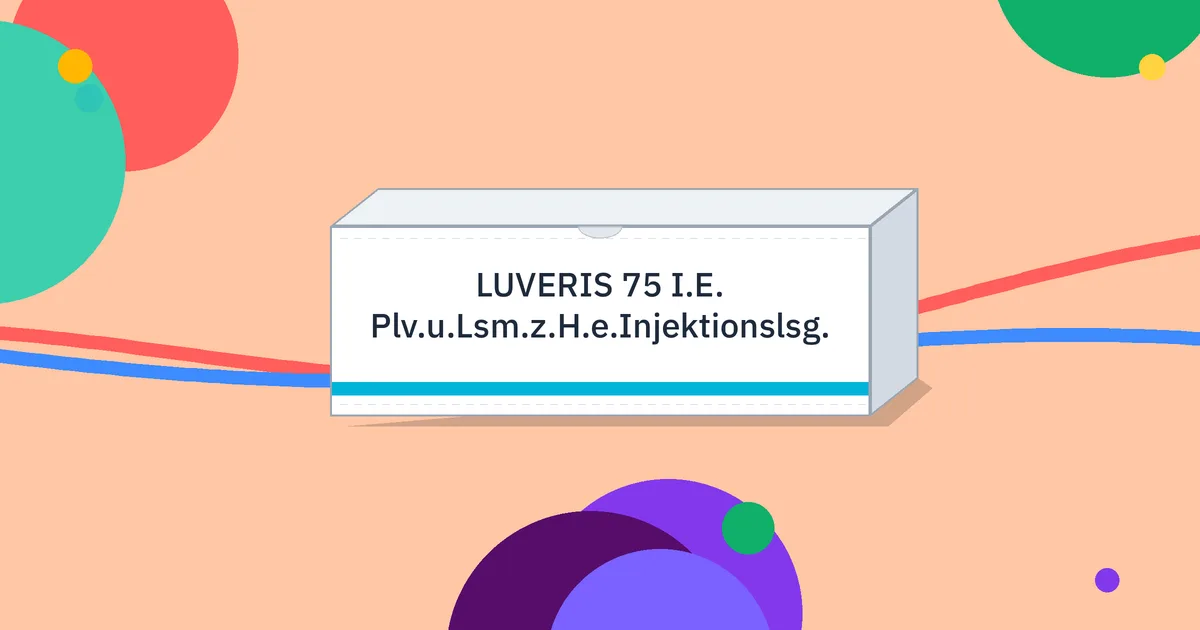 Symbolbild: Packung mit der Aufschrift LUVERIS 75 I.E. Plv.u.Lsm.z.H.e.Injektionslsg. (PZN 19630169) – Verfügbarkeit und Bezug in Apotheken in Frankfurt am Main