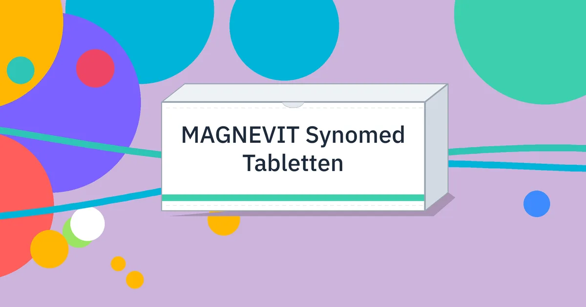 Symbolbild: Packung mit der Aufschrift MAGNEVIT Synomed Tabletten (PZN 00664912) – Verfügbarkeit und Bezug in Apotheken in Frankfurt am Main