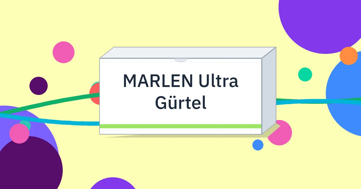 Symbolbild: Packung mit der Aufschrift MARLEN Ultra Gürtel (PZN 14363717) – Verfügbarkeit und Bezug in Apotheken in Frankfurt am Main