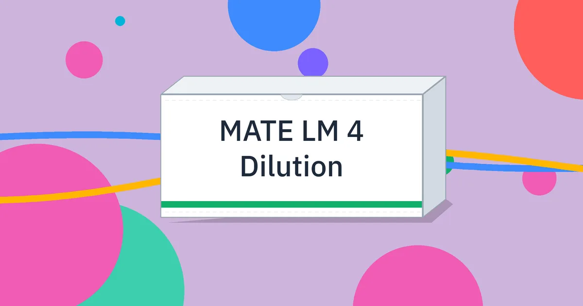 Symbolbild: Packung mit der Aufschrift MATE LM 4 Dilution (PZN 12946857) – Verfügbarkeit und Bezug in Apotheken in Frankfurt am Main