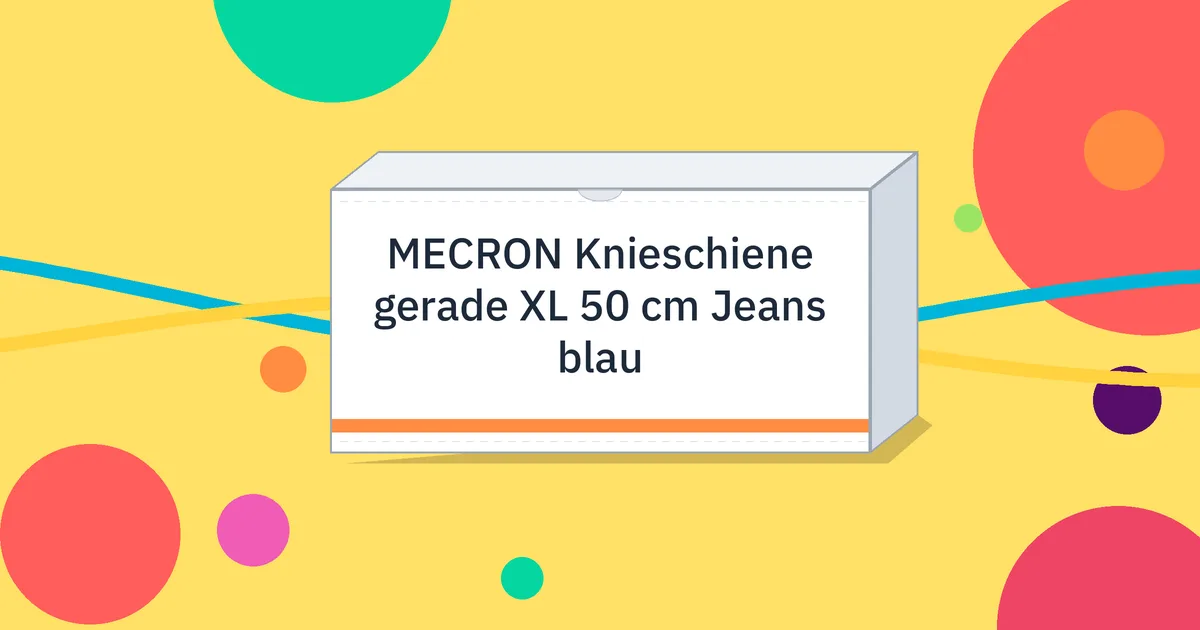 Symbolbild: Packung mit der Aufschrift MECRON Knieschiene gerade XL 50 cm Jeans blau (PZN 02905484) – Verfügbarkeit und Bezug in Apotheken in Frankfurt am Main