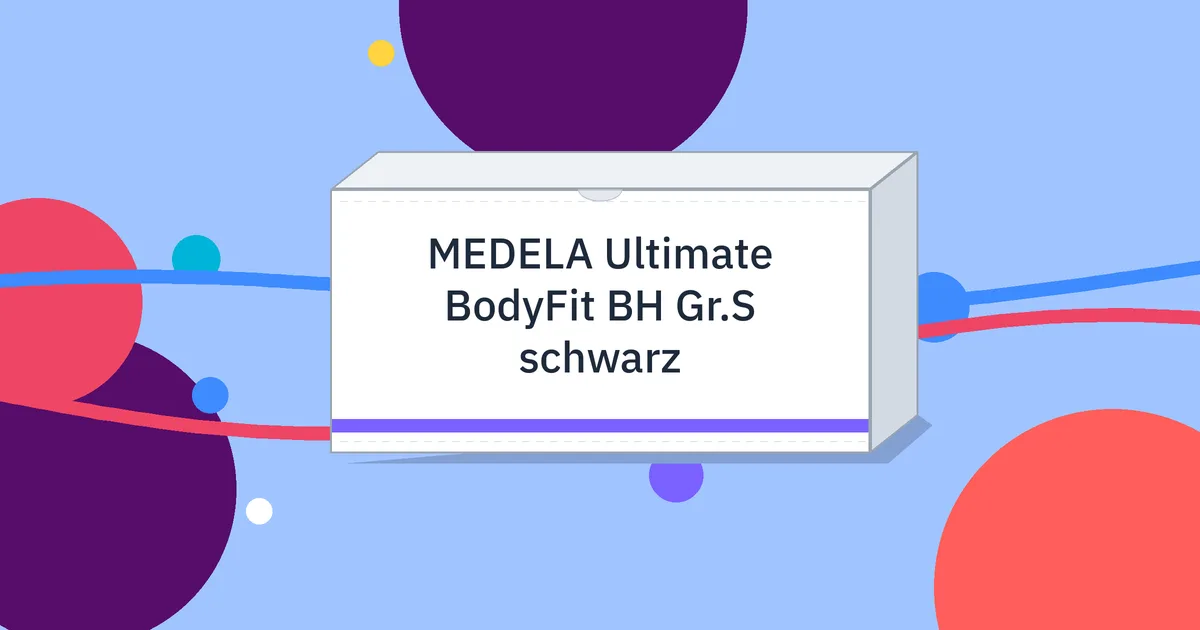 Symbolbild: Packung mit der Aufschrift MEDELA Ultimate BodyFit BH Gr.S schwarz (PZN 16356644) – Verfügbarkeit und Bezug in Apotheken in Frankfurt am Main
