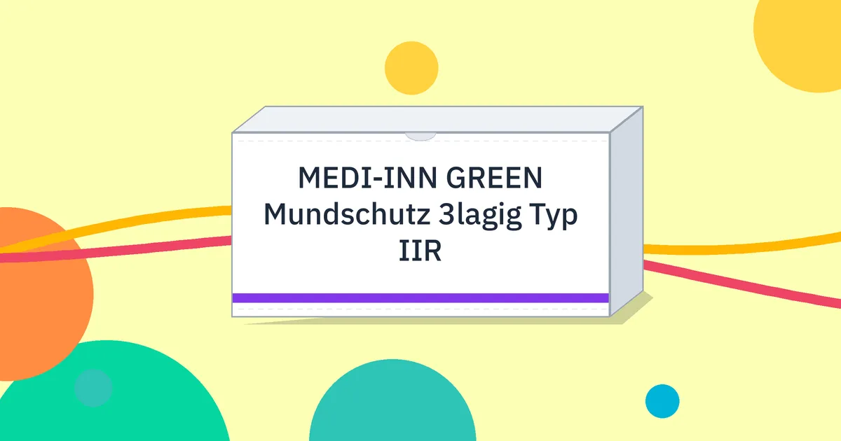 Symbolbild: Packung mit der Aufschrift MEDI-INN GREEN Mundschutz 3lagig Typ IIR (PZN 19626216) – Verfügbarkeit und Bezug in Apotheken in Frankfurt am Main