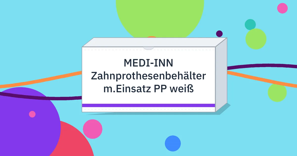 Symbolbild: Packung mit der Aufschrift MEDI-INN Zahnprothesenbehälter m.Einsatz PP weiß (PZN 05024169) – Verfügbarkeit und Bezug in Apotheken in Frankfurt am Main