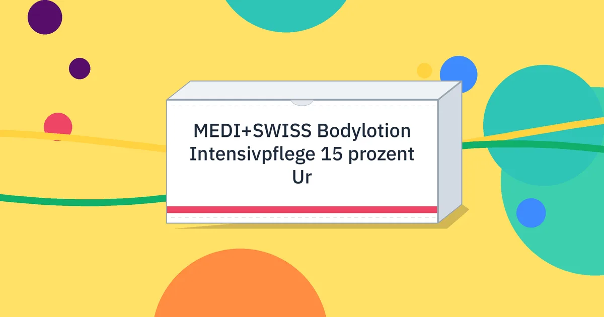 Symbolbild: Packung mit der Aufschrift MEDI+SWISS Bodylotion Intensivpflege 15 prozent Ur (PZN 14287494) – Verfügbarkeit und Bezug in Apotheken in Frankfurt am Main