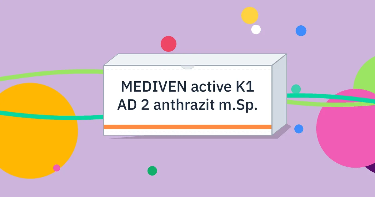 Symbolbild: Packung mit der Aufschrift MEDIVEN active K1 AD 2 anthrazit m.Sp. (PZN 14552967) – Verfügbarkeit und Bezug in Apotheken in Frankfurt am Main