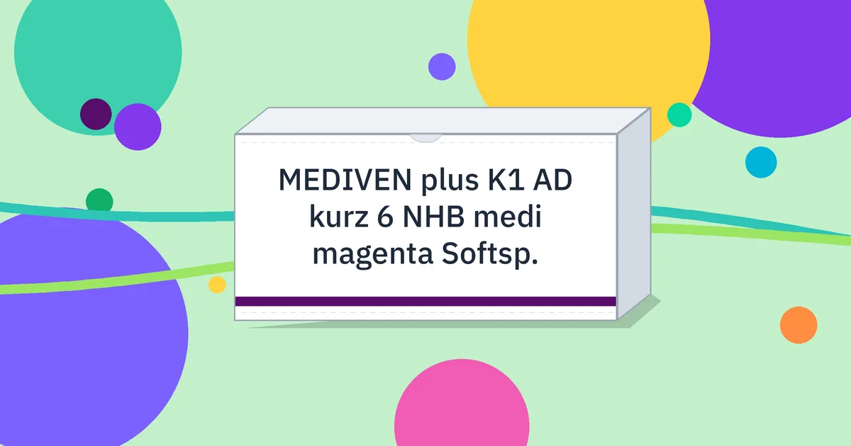 Symbolbild: Packung mit der Aufschrift MEDIVEN plus K1 AD kurz 6 NHB medi magenta Softsp. (PZN 15898225) – Verfügbarkeit und Bezug in Apotheken in Frankfurt am Main
