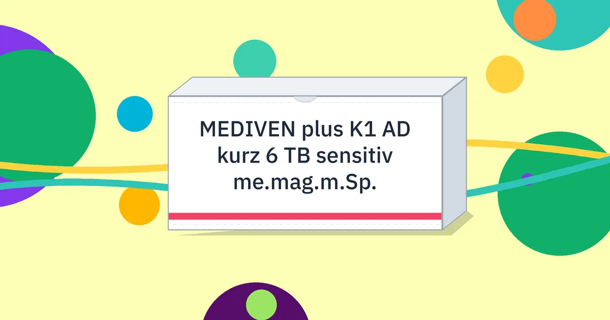 Symbolbild: Packung mit der Aufschrift MEDIVEN plus K1 AD kurz 6 TB sensitiv me.mag.m.Sp. (PZN 15053752) – Verfügbarkeit und Bezug in Apotheken in Frankfurt am Main