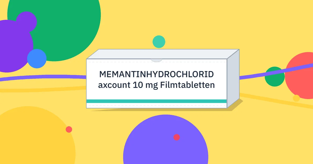 Symbolbild: Packung mit der Aufschrift MEMANTINHYDROCHLORID axcount 10 mg Filmtabletten (PZN 11343921) – Verfügbarkeit und Bezug in Apotheken in Frankfurt am Main