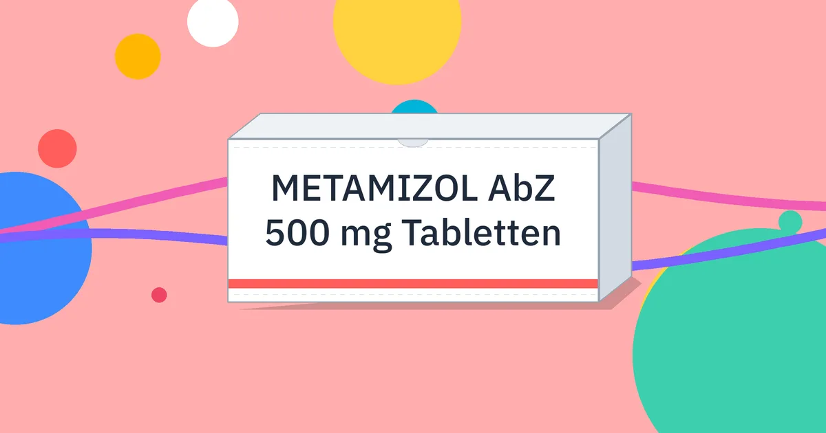 Symbolbild: Packung mit der Aufschrift METAMIZOL AbZ 500 mg Tabletten (PZN 09436064) – Verfügbarkeit und Bezug in Apotheken in Frankfurt am Main