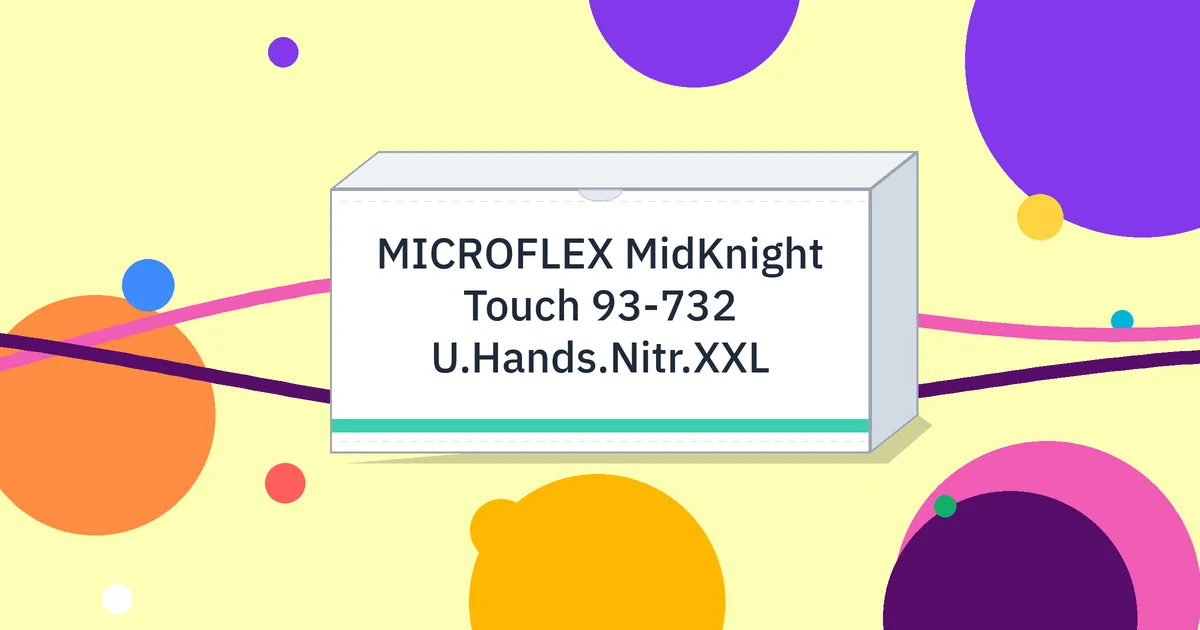 Symbolbild: Packung mit der Aufschrift MICROFLEX MidKnight Touch 93-732 U.Hands.Nitr.XXL (PZN 18388720) – Verfügbarkeit und Bezug in Apotheken in Frankfurt am Main