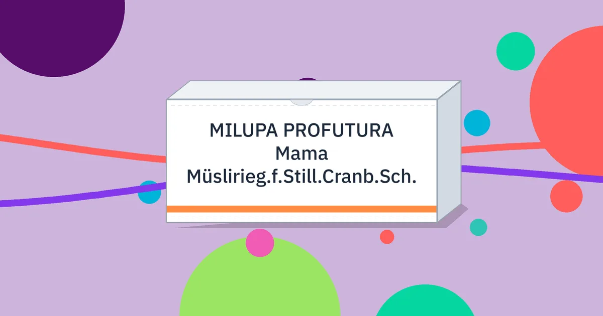 Symbolbild: Packung mit der Aufschrift MILUPA PROFUTURA Mama Müslirieg.f.Still.Cranb.Sch. (PZN 11653461) – Verfügbarkeit und Bezug in Apotheken in Frankfurt am Main