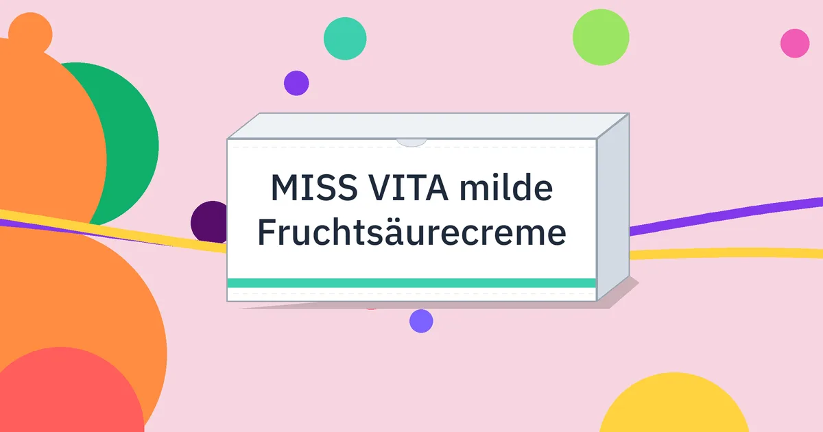 Symbolbild: Packung mit der Aufschrift MISS VITA milde Fruchtsäurecreme (PZN 17585080) – Verfügbarkeit und Bezug in Apotheken in Frankfurt am Main