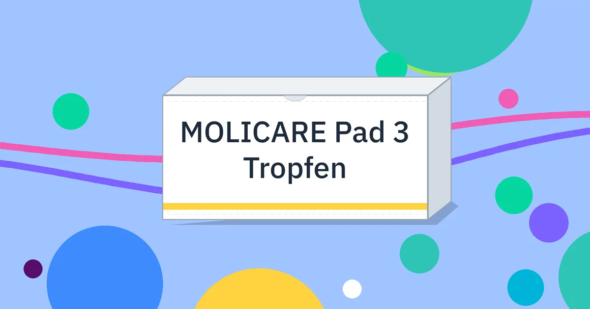 Symbolbild: Packung mit der Aufschrift MOLICARE Pad 3 Tropfen (PZN 15532375) – Verfügbarkeit und Bezug in Apotheken in Frankfurt am Main