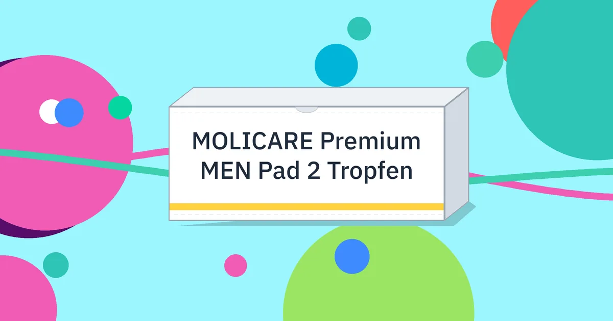 Symbolbild: Packung mit der Aufschrift MOLICARE Premium MEN Pad 2 Tropfen (PZN 18659194) – Verfügbarkeit und Bezug in Apotheken in Frankfurt am Main