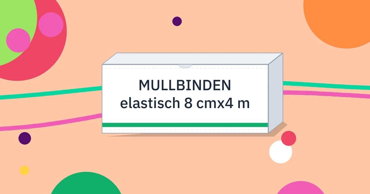 Symbolbild: Packung mit der Aufschrift MULLBINDEN elastisch 8 cmx4 m (PZN 01652495) – Verfügbarkeit und Bezug in Apotheken in Frankfurt am Main