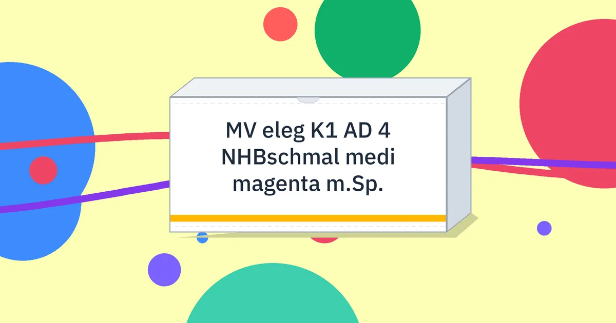 Symbolbild: Packung mit der Aufschrift MV eleg K1 AD 4 NHBschmal medi magenta m.Sp. (PZN 15673584) – Verfügbarkeit und Bezug in Apotheken in Frankfurt am Main