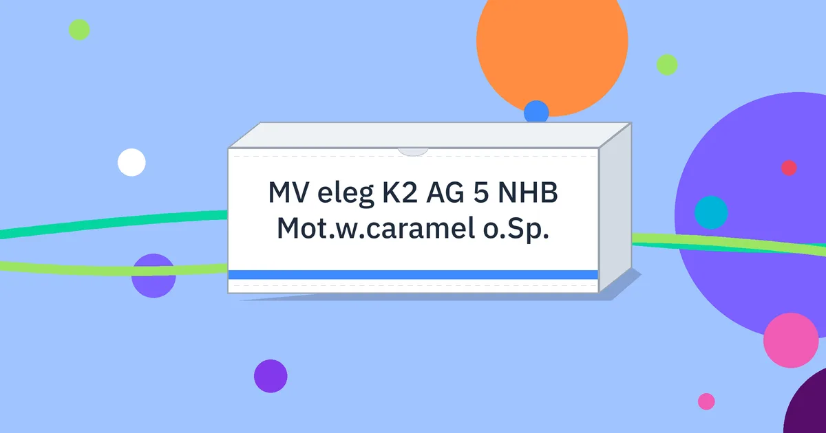 Symbolbild: Packung mit der Aufschrift MV eleg K2 AG 5 NHB Mot.w.caramel o.Sp. (PZN 15727363) – Verfügbarkeit und Bezug in Apotheken in Frankfurt am Main