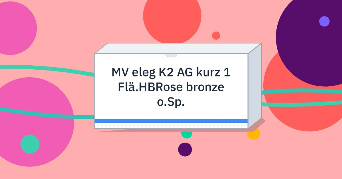 Symbolbild: Packung mit der Aufschrift MV eleg K2 AG kurz 1 Flä.HBRose bronze o.Sp. (PZN 15704244) – Verfügbarkeit und Bezug in Apotheken in Frankfurt am Main