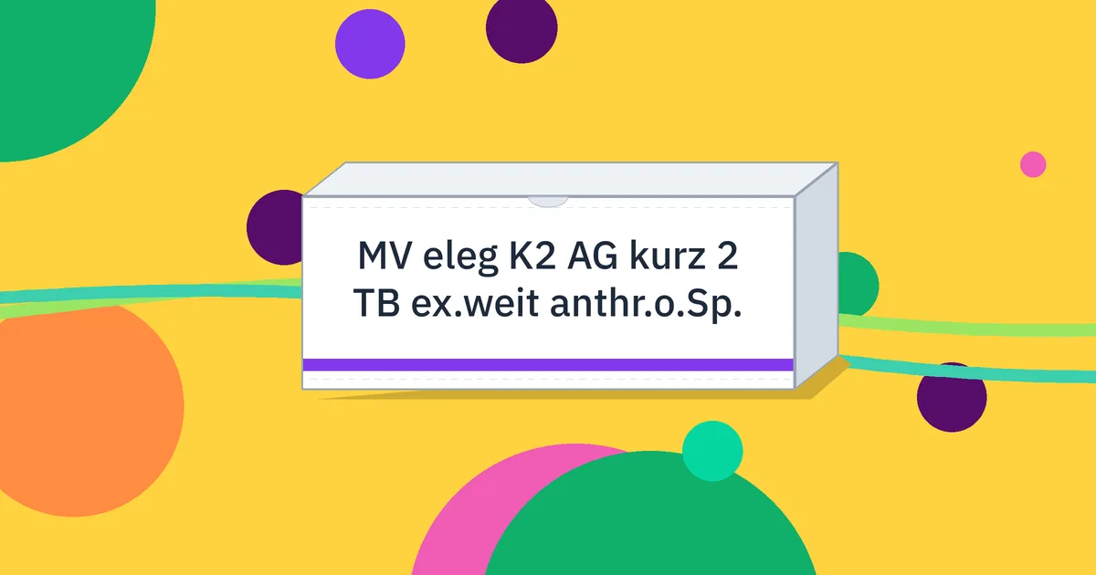 Symbolbild: Packung mit der Aufschrift MV eleg K2 AG kurz 2 TB ex.weit anthr.o.Sp. (PZN 09879821) – Verfügbarkeit und Bezug in Apotheken in Frankfurt am Main