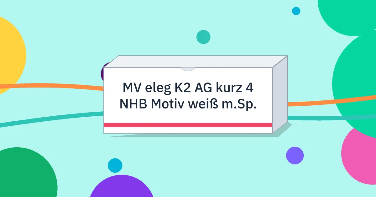 Symbolbild: Packung mit der Aufschrift MV eleg K2 AG kurz 4 NHB Motiv weiß m.Sp. (PZN 15709218) – Verfügbarkeit und Bezug in Apotheken in Frankfurt am Main