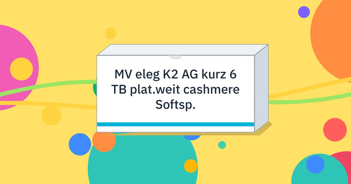 Symbolbild: Packung mit der Aufschrift MV eleg K2 AG kurz 6 TB plat.weit cashmere Softsp. (PZN 14673286) – Verfügbarkeit und Bezug in Apotheken in Frankfurt am Main