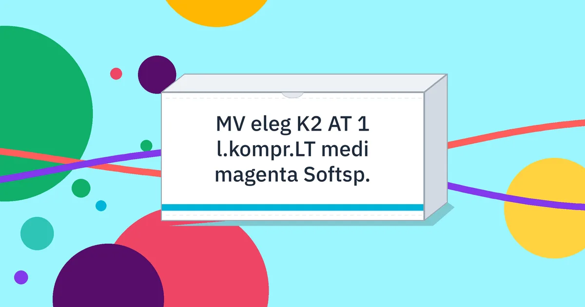 Symbolbild: Packung mit der Aufschrift MV eleg K2 AT 1 l.kompr.LT medi magenta Softsp. (PZN 15285770) – Verfügbarkeit und Bezug in Apotheken in Frankfurt am Main