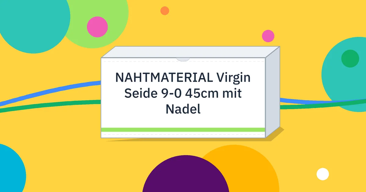Symbolbild: Packung mit der Aufschrift NAHTMATERIAL Virgin Seide 9-0 45cm mit Nadel (PZN 19529045) – Verfügbarkeit und Bezug in Apotheken in Frankfurt am Main