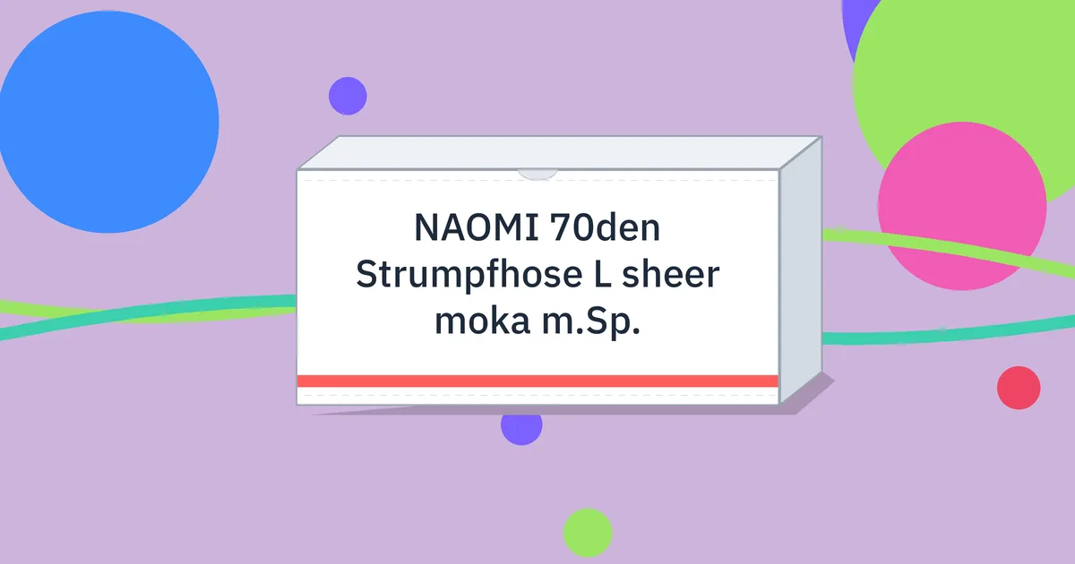 Symbolbild: Packung mit der Aufschrift NAOMI 70den Strumpfhose L sheer moka m.Sp. (PZN 16179432) – Verfügbarkeit und Bezug in Apotheken in Frankfurt am Main