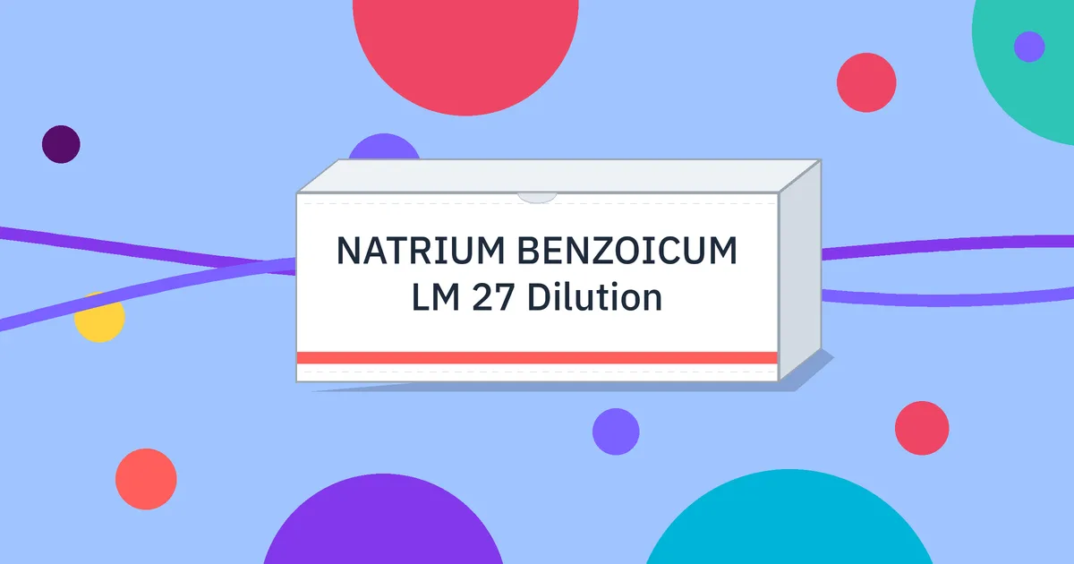 Symbolbild: Packung mit der Aufschrift NATRIUM BENZOICUM LM 27 Dilution (PZN 12959995) – Verfügbarkeit und Bezug in Apotheken in Frankfurt am Main