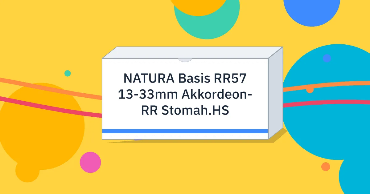 Symbolbild: Packung mit der Aufschrift NATURA Basis RR57 13-33mm Akkordeon-RR Stomah.HS (PZN 11096279) – Verfügbarkeit und Bezug in Apotheken in Frankfurt am Main