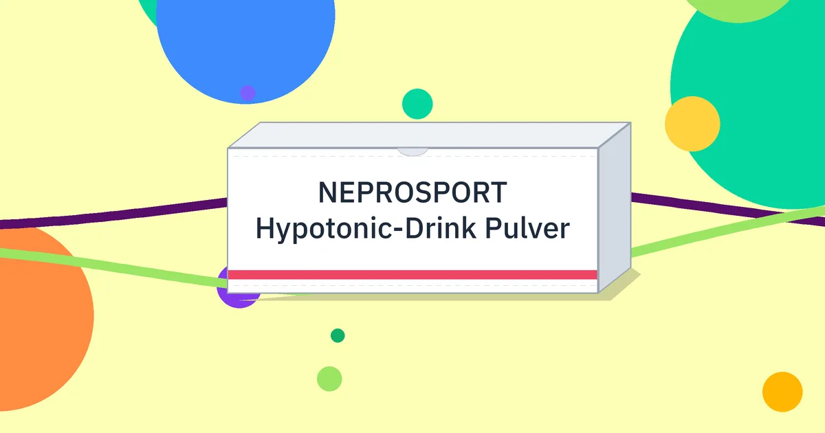 Symbolbild: Packung mit der Aufschrift NEPROSPORT Hypotonic-Drink Pulver (PZN 05495733) – Verfügbarkeit und Bezug in Apotheken in Frankfurt am Main
