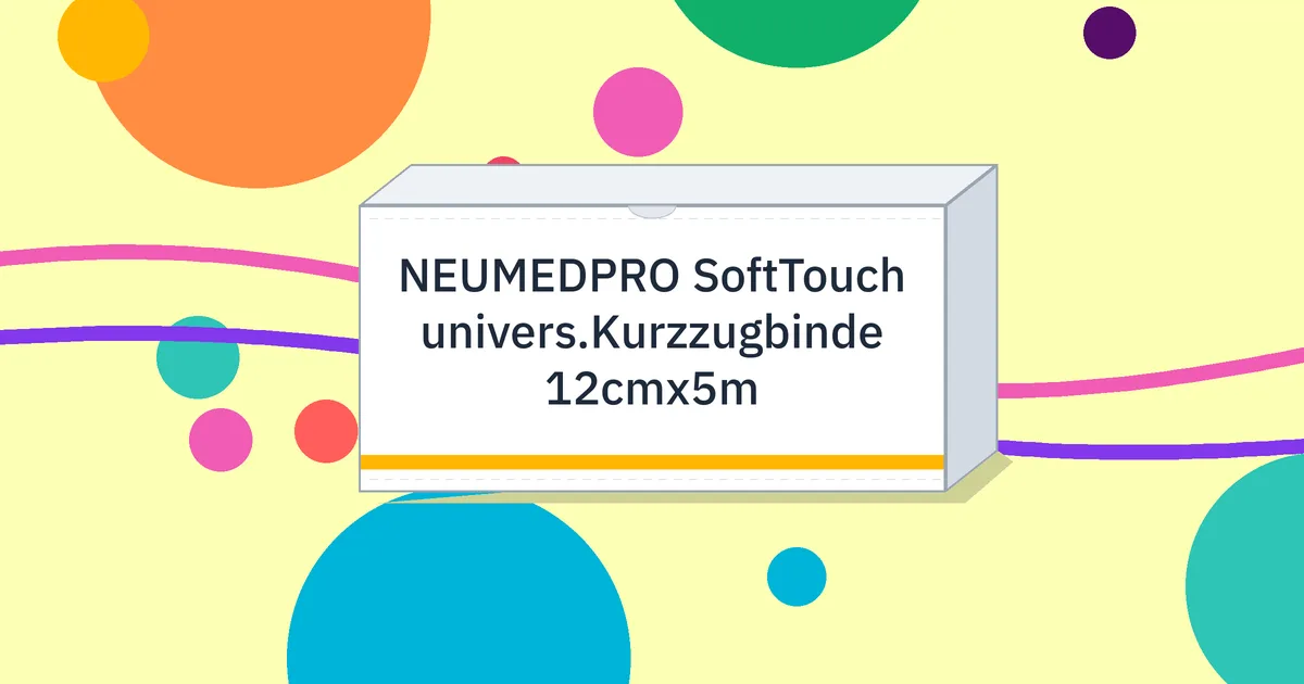 Symbolbild: Packung mit der Aufschrift NEUMEDPRO SoftTouch univers.Kurzzugbinde 12cmx5m (PZN 19554043) – Verfügbarkeit und Bezug in Apotheken in Frankfurt am Main