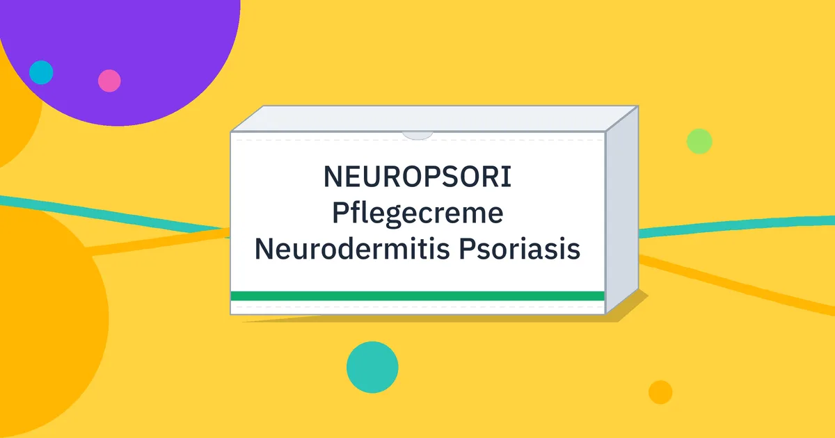 Symbolbild: Packung mit der Aufschrift NEUROPSORI Pflegecreme Neurodermitis Psoriasis (PZN 17544230) – Verfügbarkeit und Bezug in Apotheken in Frankfurt am Main