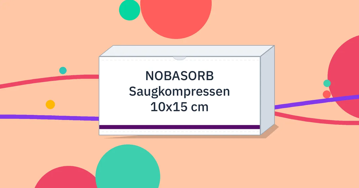 Symbolbild: Packung mit der Aufschrift NOBASORB Saugkompressen 10x15 cm (PZN 12500630) – Verfügbarkeit und Bezug in Apotheken in Frankfurt am Main