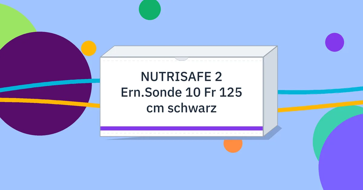 Symbolbild: Packung mit der Aufschrift NUTRISAFE 2 Ern.Sonde 10 Fr 125 cm schwarz (PZN 06847559) – Verfügbarkeit und Bezug in Apotheken in Frankfurt am Main