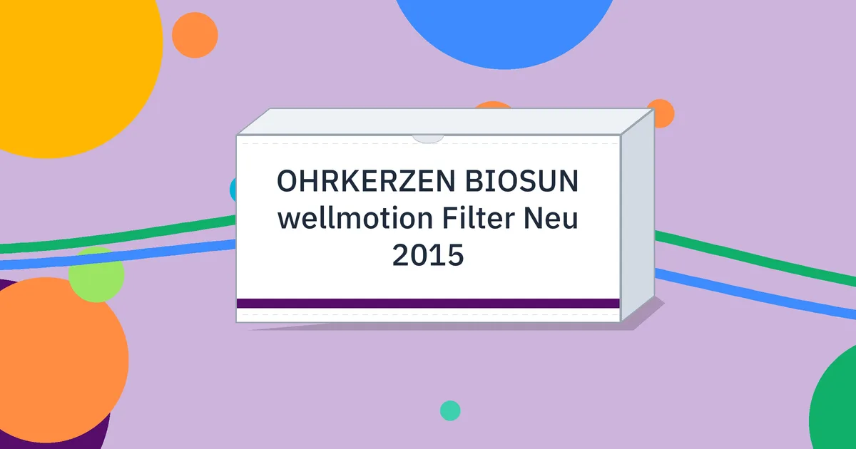 Symbolbild: Packung mit der Aufschrift OHRKERZEN BIOSUN wellmotion Filter Neu 2015 (PZN 11133454) – Verfügbarkeit und Bezug in Apotheken in Frankfurt am Main