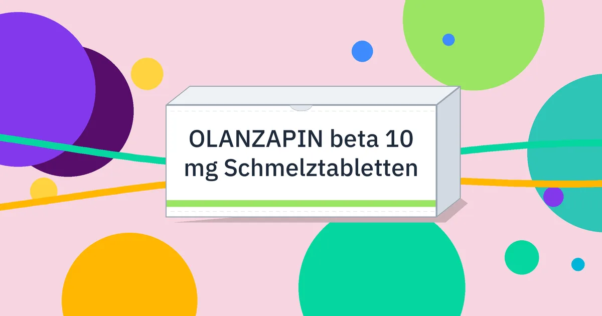 Symbolbild: Packung mit der Aufschrift OLANZAPIN beta 10 mg Schmelztabletten (PZN 08833159) – Verfügbarkeit und Bezug in Apotheken in Frankfurt am Main